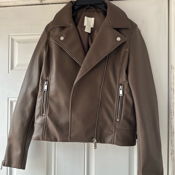 H&M | Jackets & Coats | Taupe Hm Leather Jacket | Poshmark